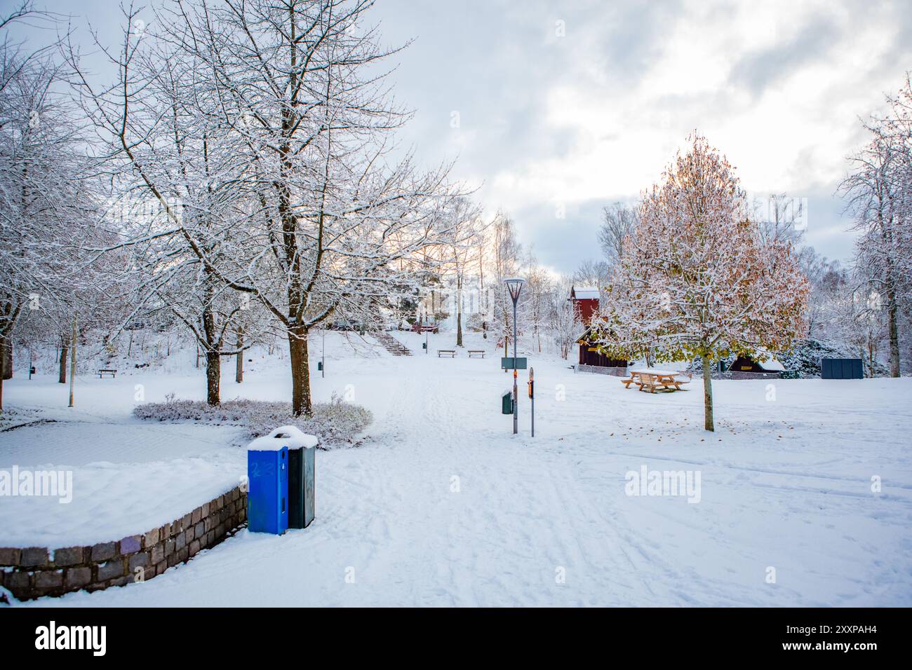 Winter in Hembygdsparken park in Hassleholm, Sweden Stock Photo - Alamy