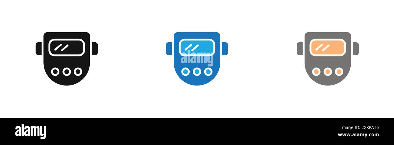 welding shield cover icon outline collection or set in black and white ...