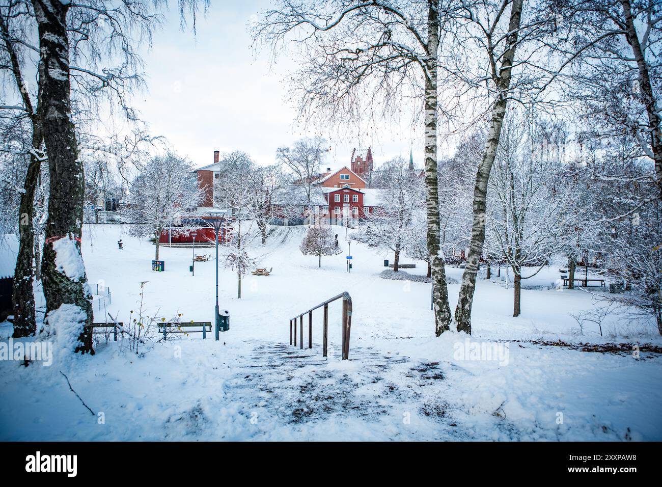 Winter in Hembygdsparken park in Hassleholm, Sweden Stock Photo - Alamy