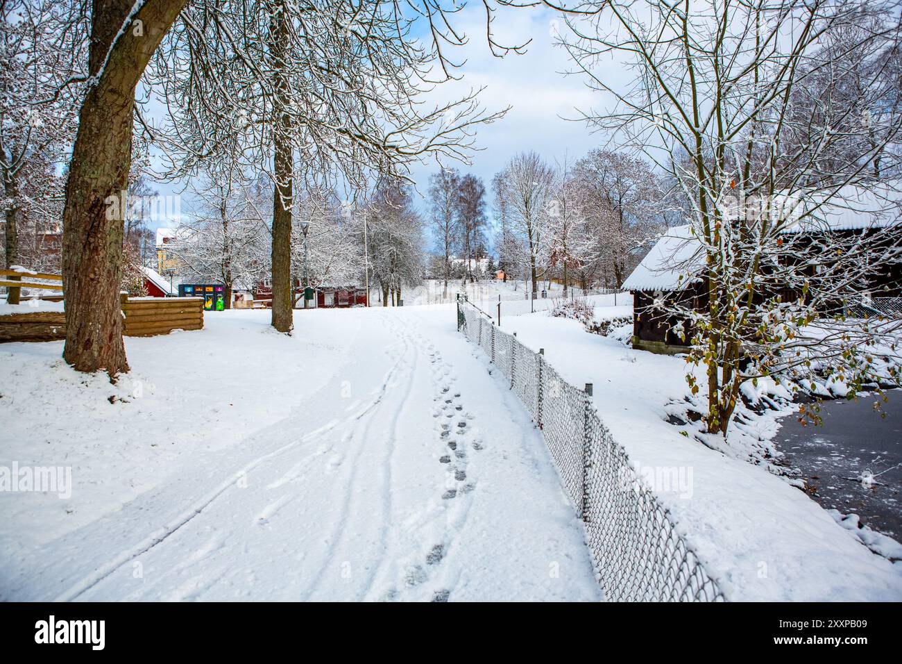Winter in Hembygdsparken park in Hassleholm, Sweden Stock Photo - Alamy