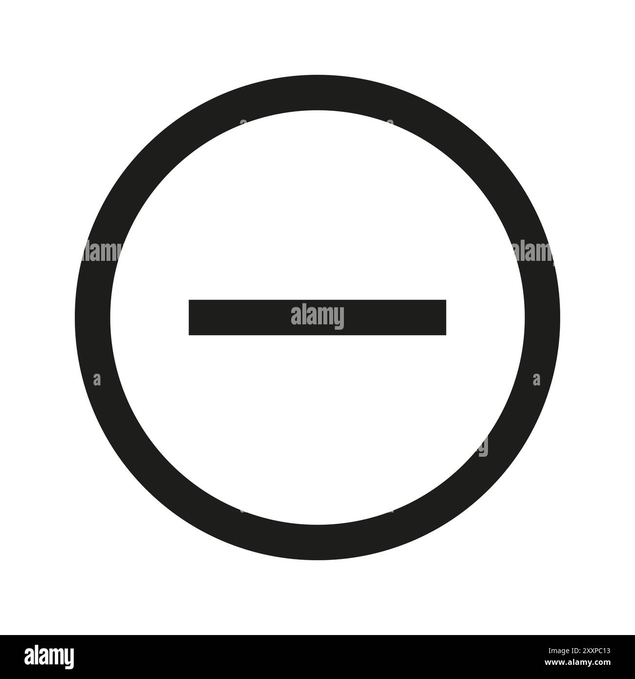 Minus symbol icon. Simple black circle outline. Geometric flat design ...