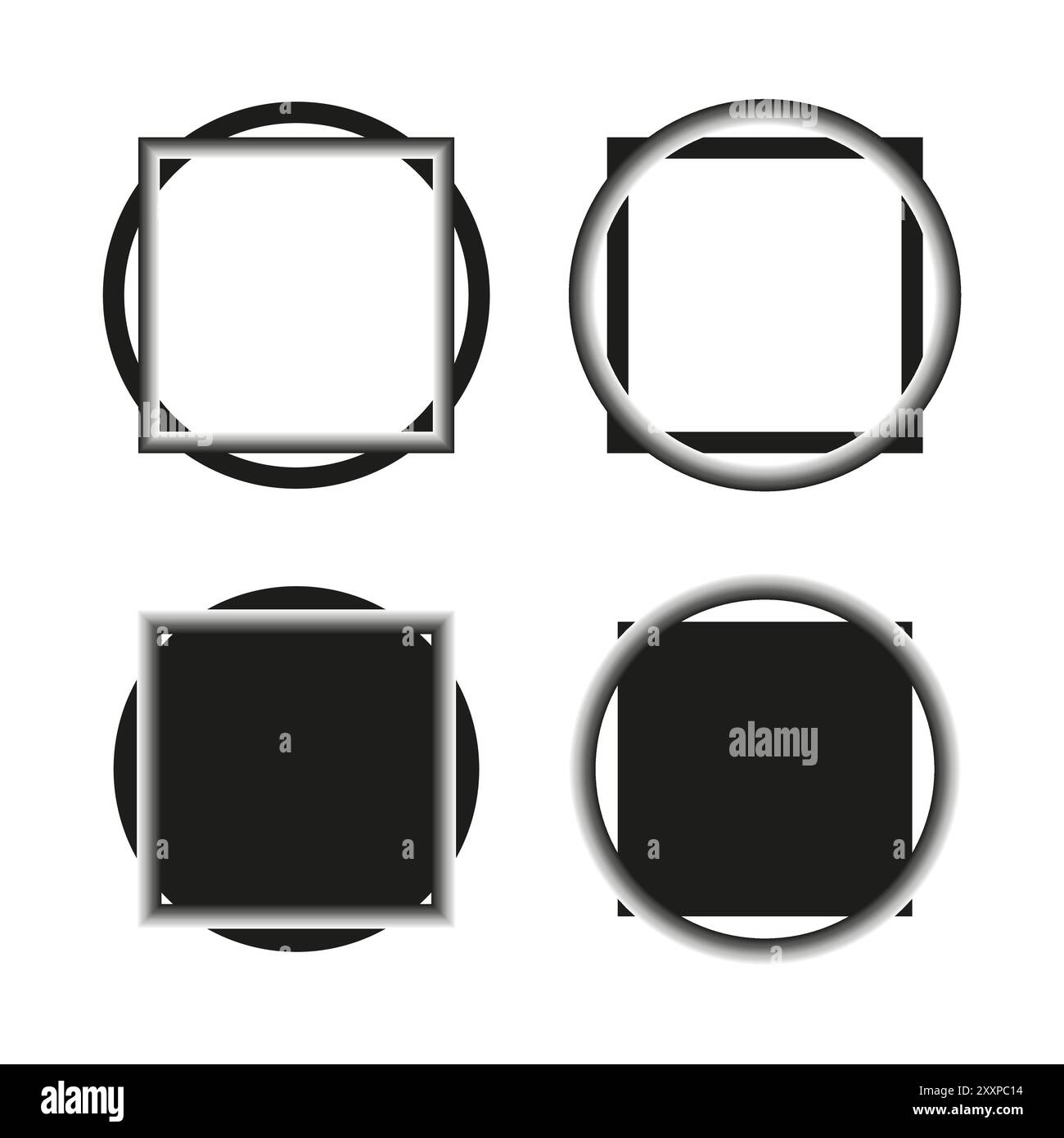 Geometric frame icons. Square and circle shapes. Bold abstract designs ...