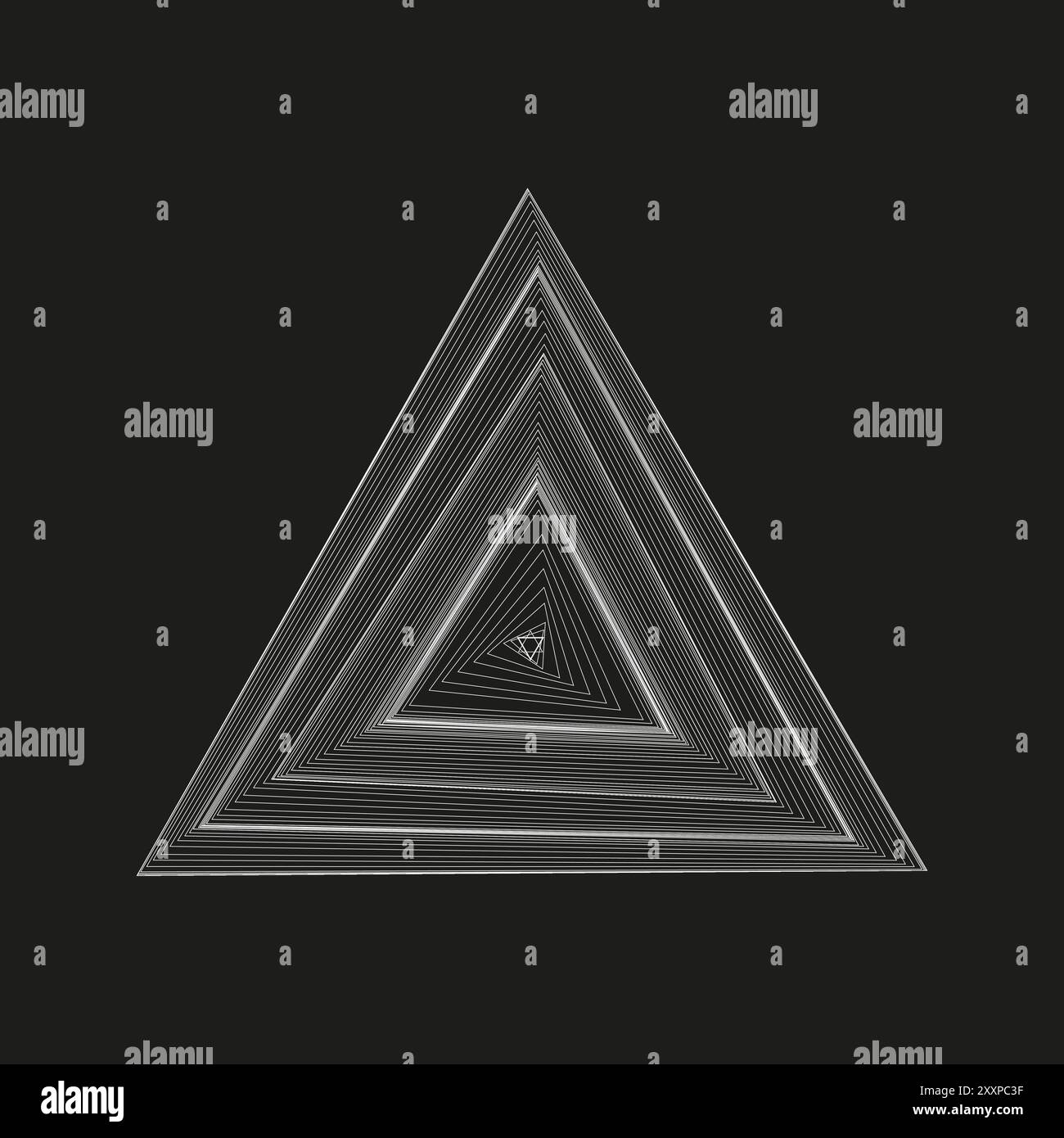Geometric triangle illustration. White lines pattern. Optical illusion ...