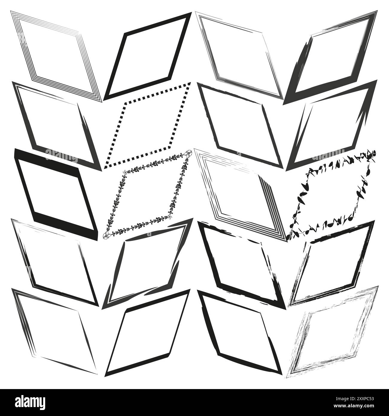 Abstract decorative frames collection. Hand-drawn geometric borders ...