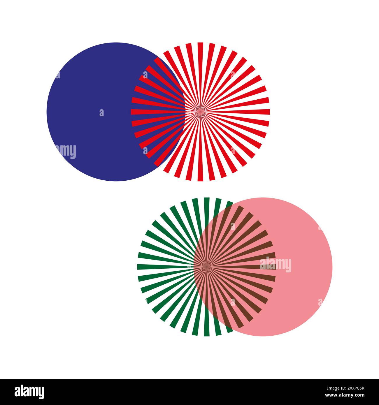 Abstract geometric circles. Overlapping radial designs. Bold color contrasts. Minimalist vector ...
