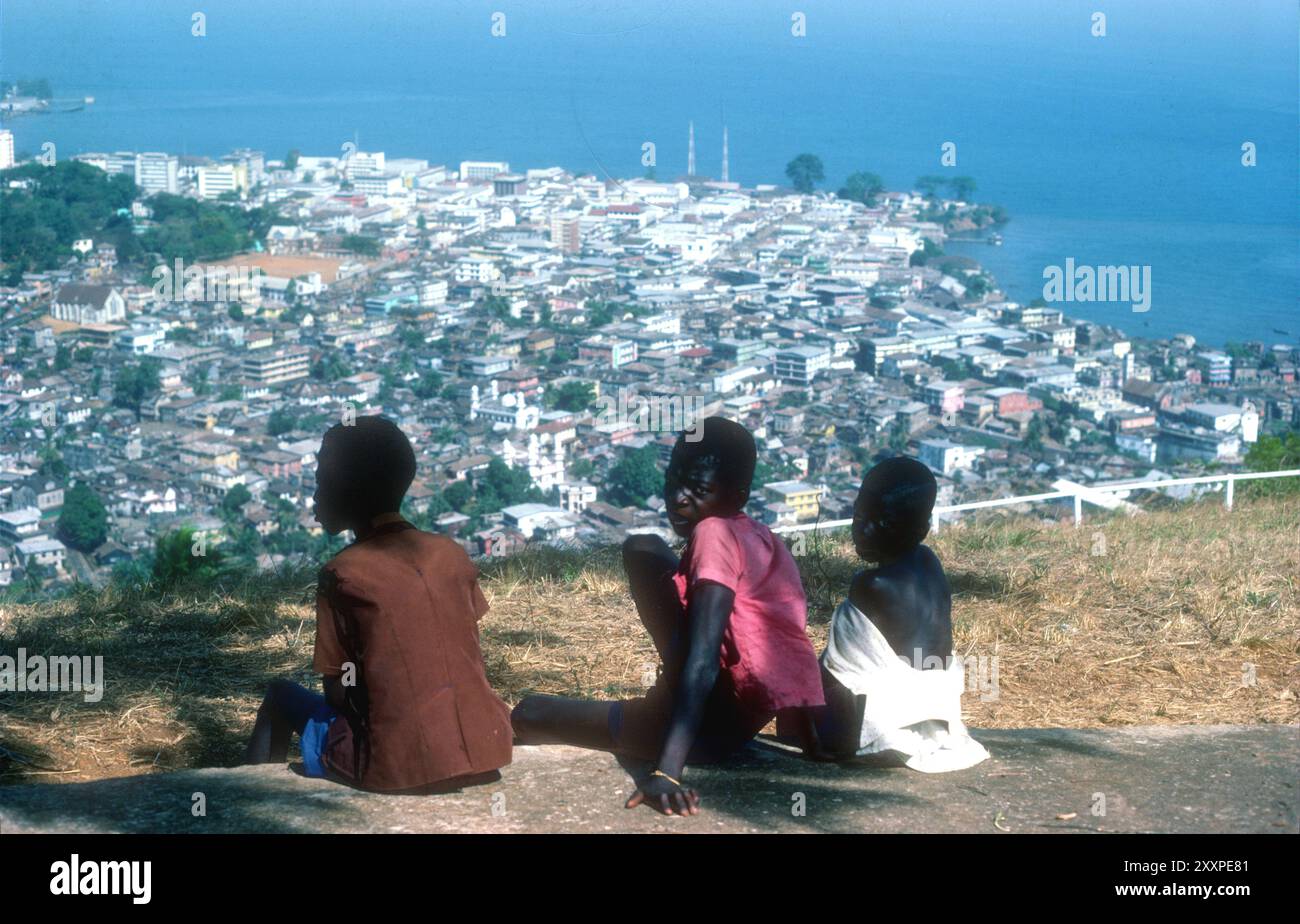 View overlooking the coastal capital of Freetown, Sierra Leone, 1978 ...