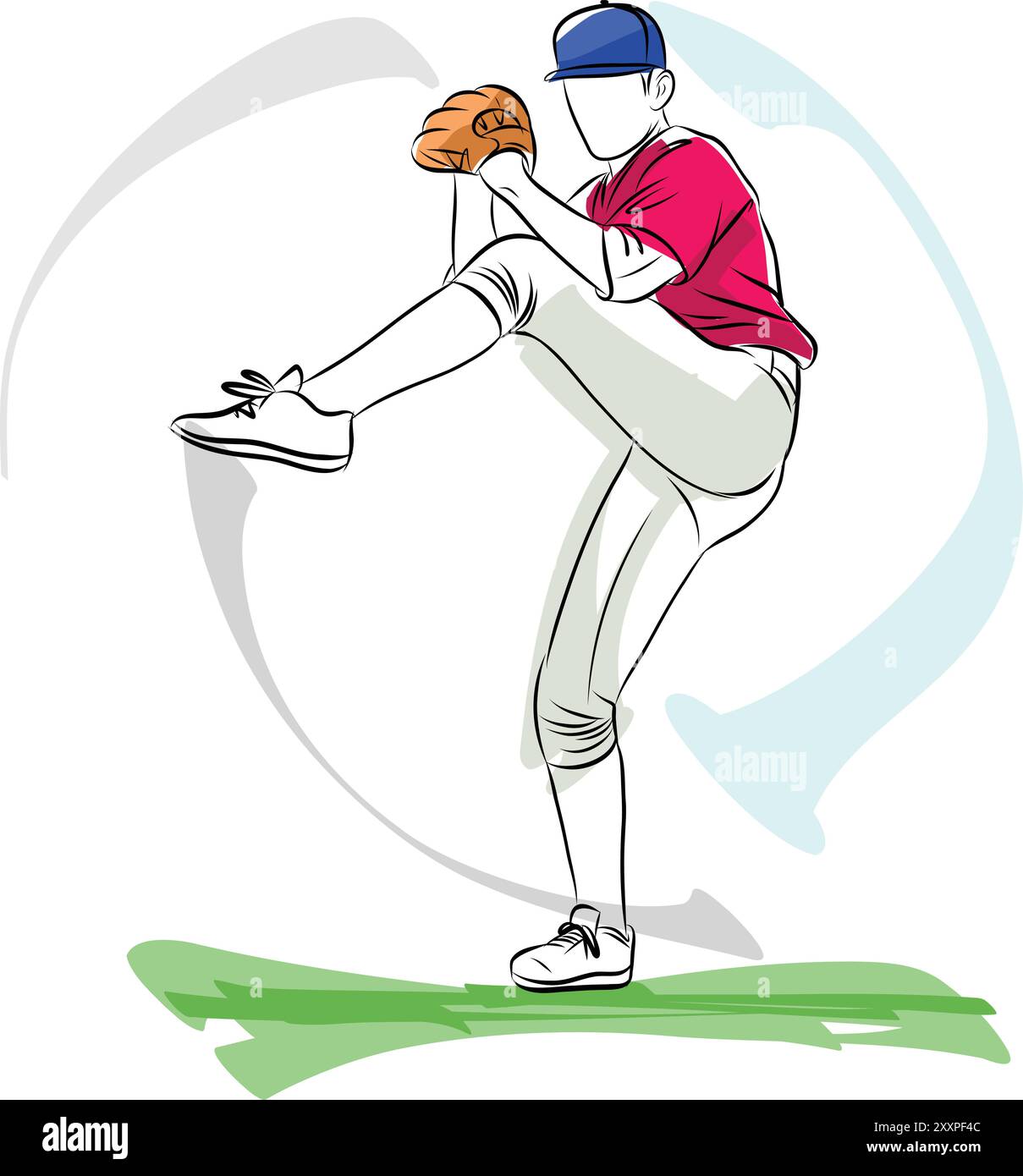 Baseball players in dynamic action in action sketch illustration Stock ...