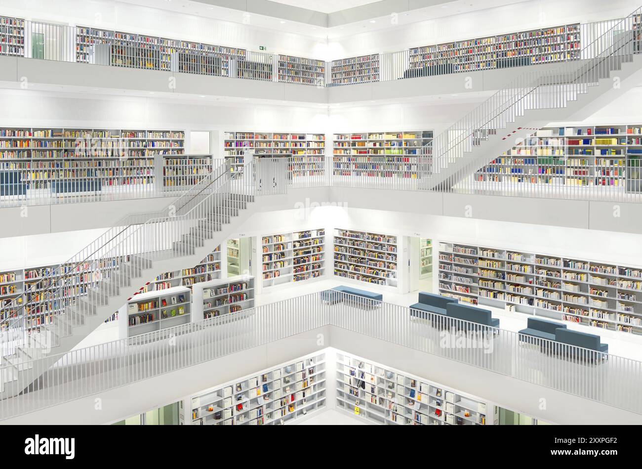 Stuttgart Library beautiful modern library white futuristic in Germany ...