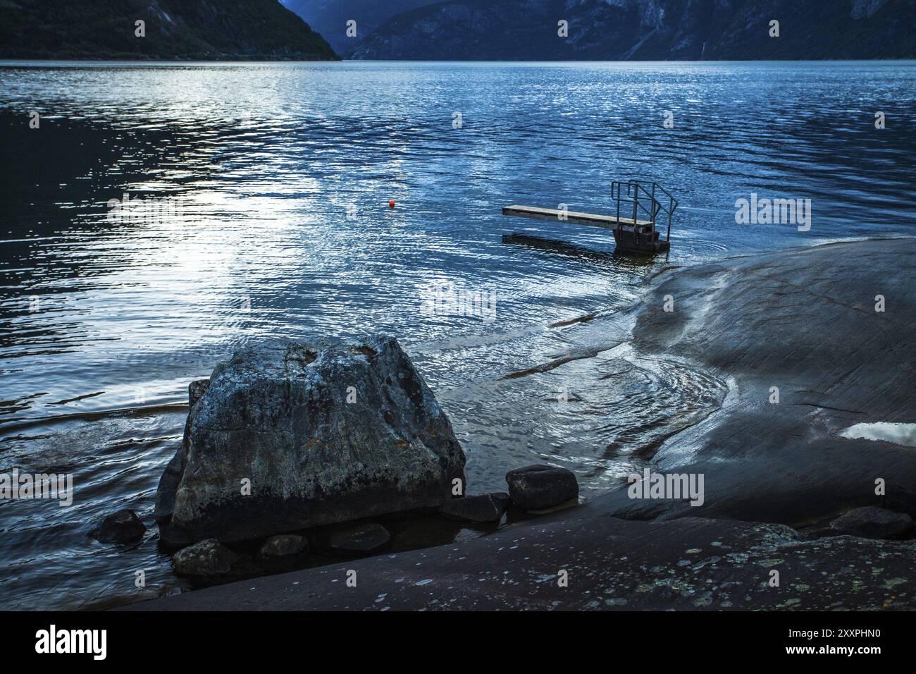 Springboard on a lonely fjord Stock Photo - Alamy