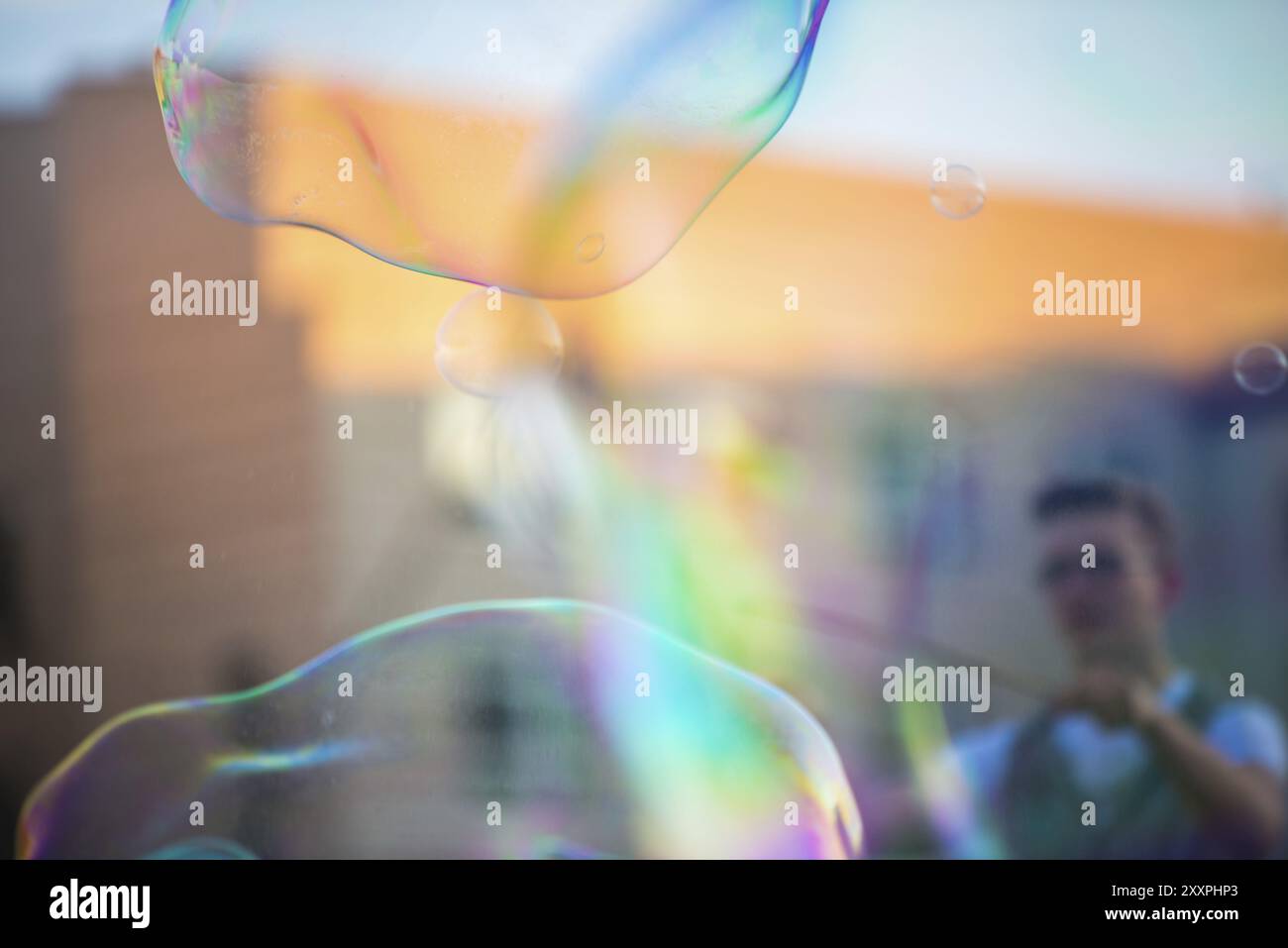 Floating giant soap bubbles in Berlin Stock Photo - Alamy