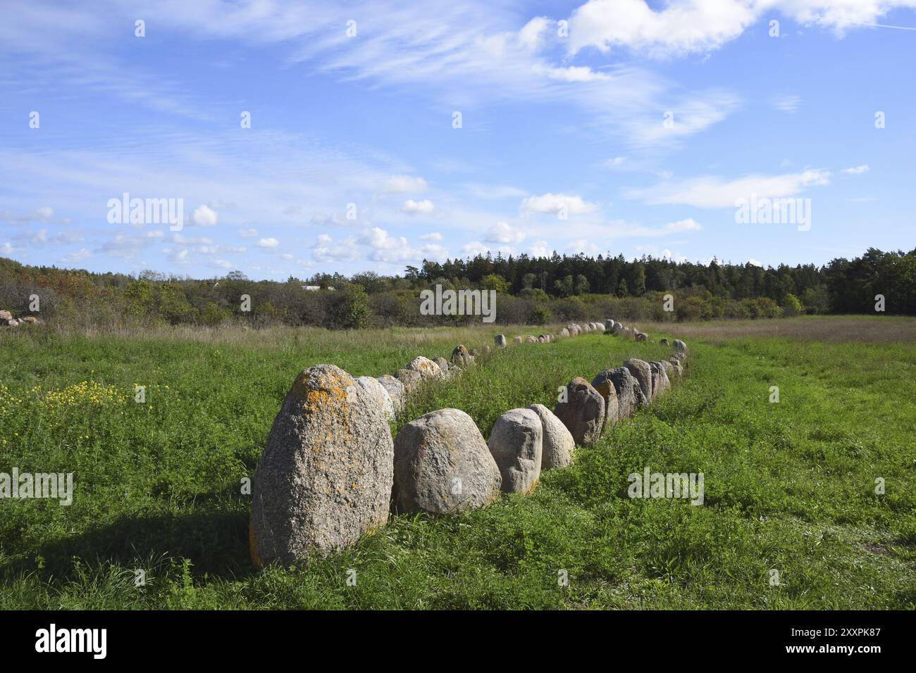 The largest of the stone ships in Gnisvard. Ship foundations at ...