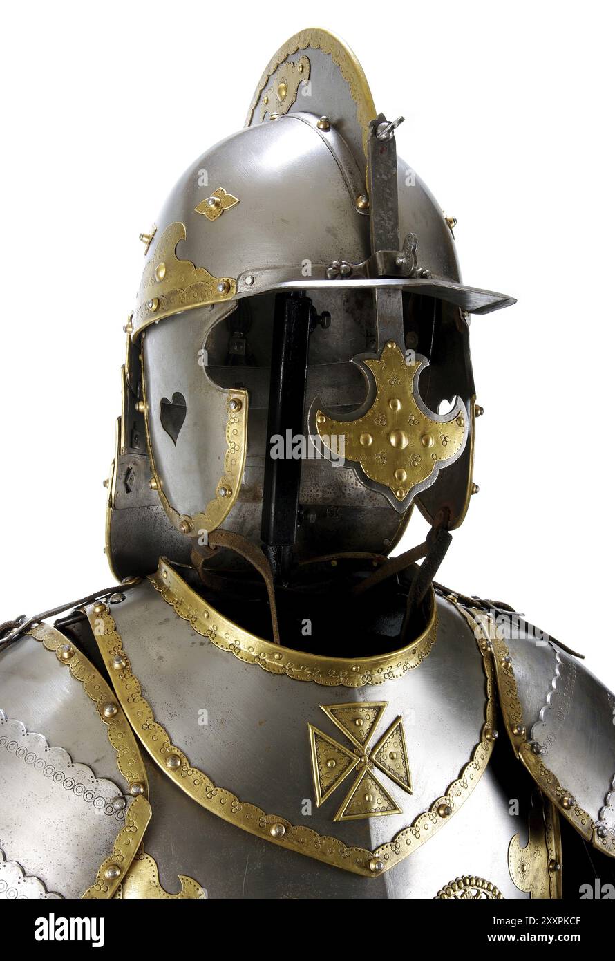 Armour of the medieval knight. Metal protection of the soldier against ...