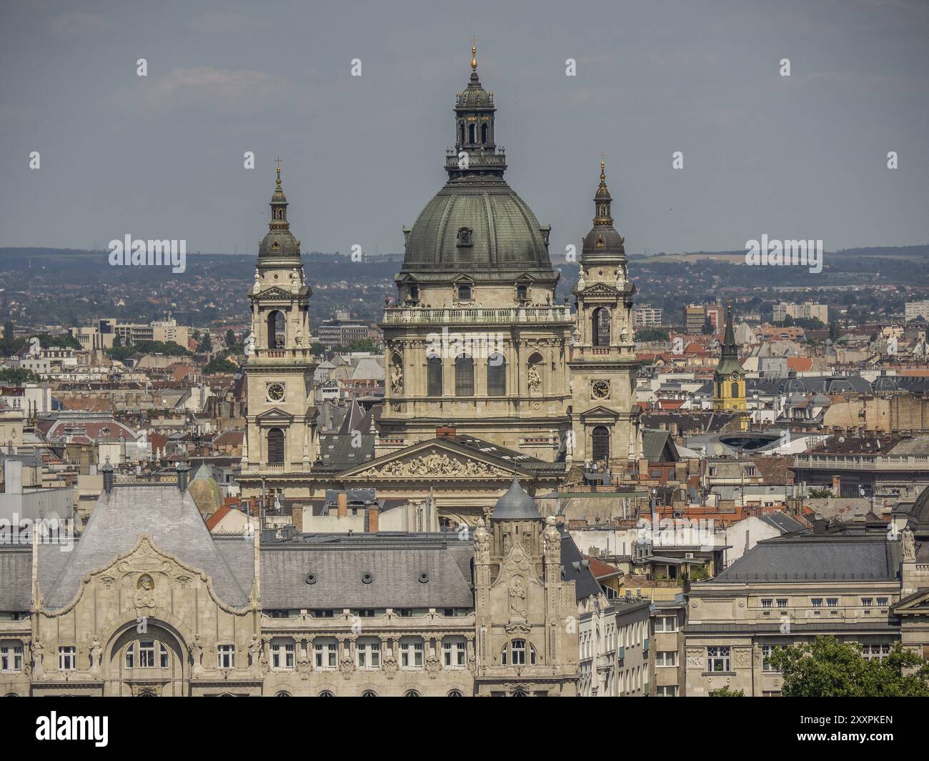 Towering St Stephen's Basilica in the centre of Budapest with its ...