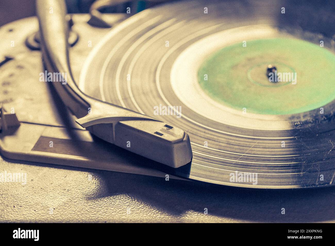 Retro gramophone as listening to music in the 70s. Turntable and some ...