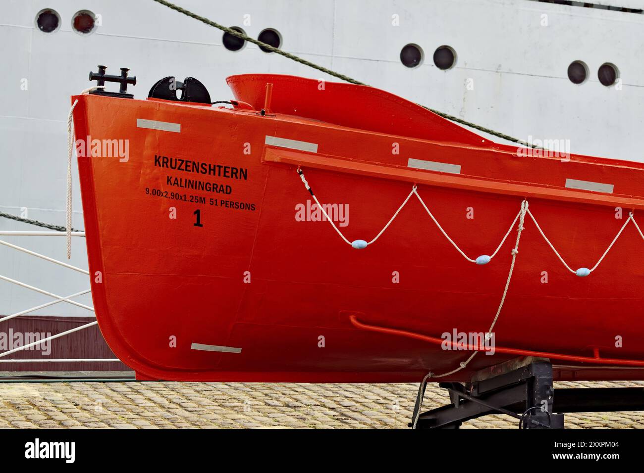 Board the lifeboat with a Leer and floats Stock Photo - Alamy
