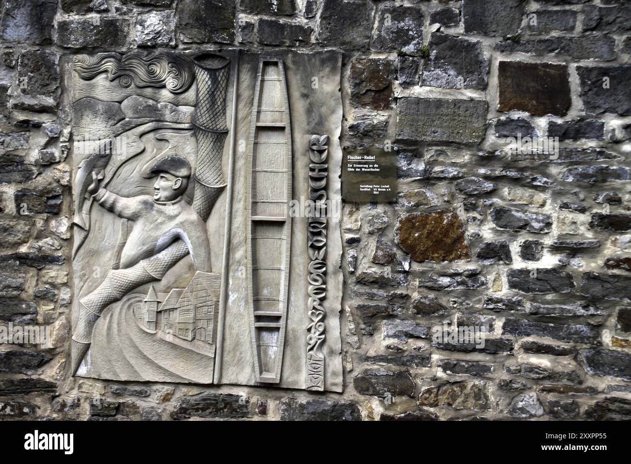 Fisherman's relief in Rinteln Stock Photo - Alamy