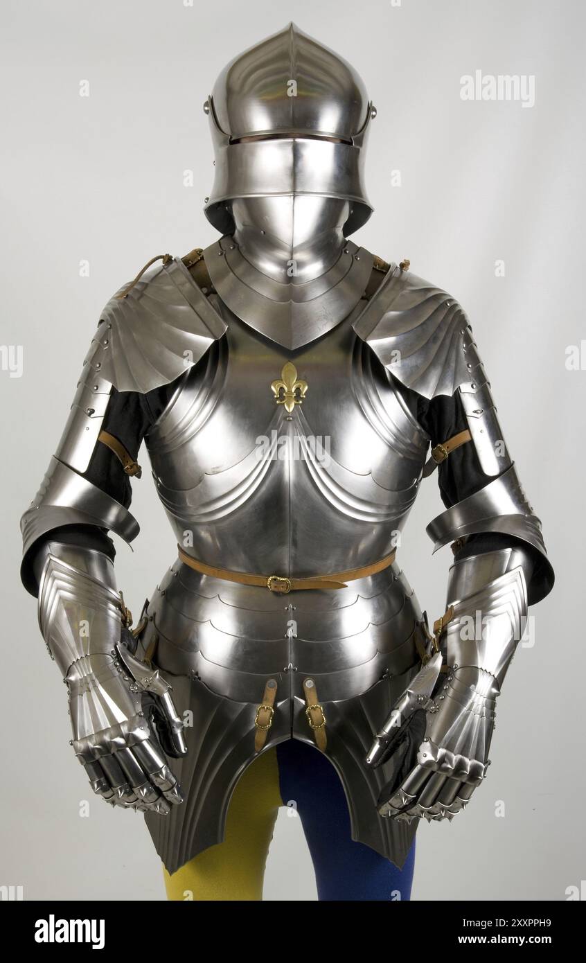 Armour of the medieval knight. Metal protection of the soldier against ...