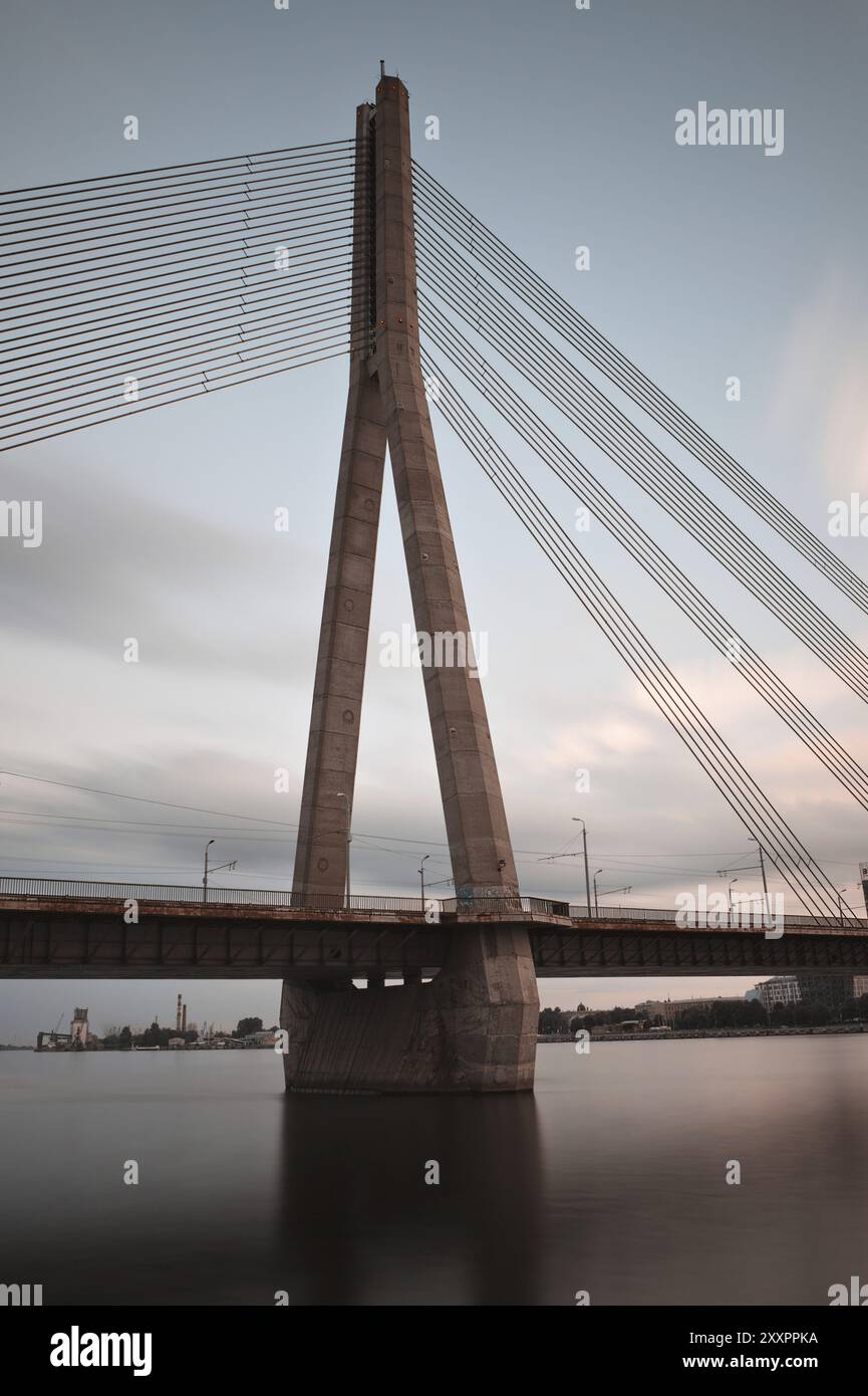 Cable-stayed bridge. Riga, Latvia, Europe Stock Photo - Alamy