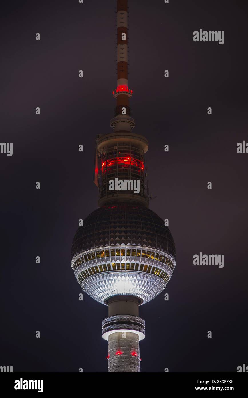 Berlin television tower at night Stock Photo - Alamy