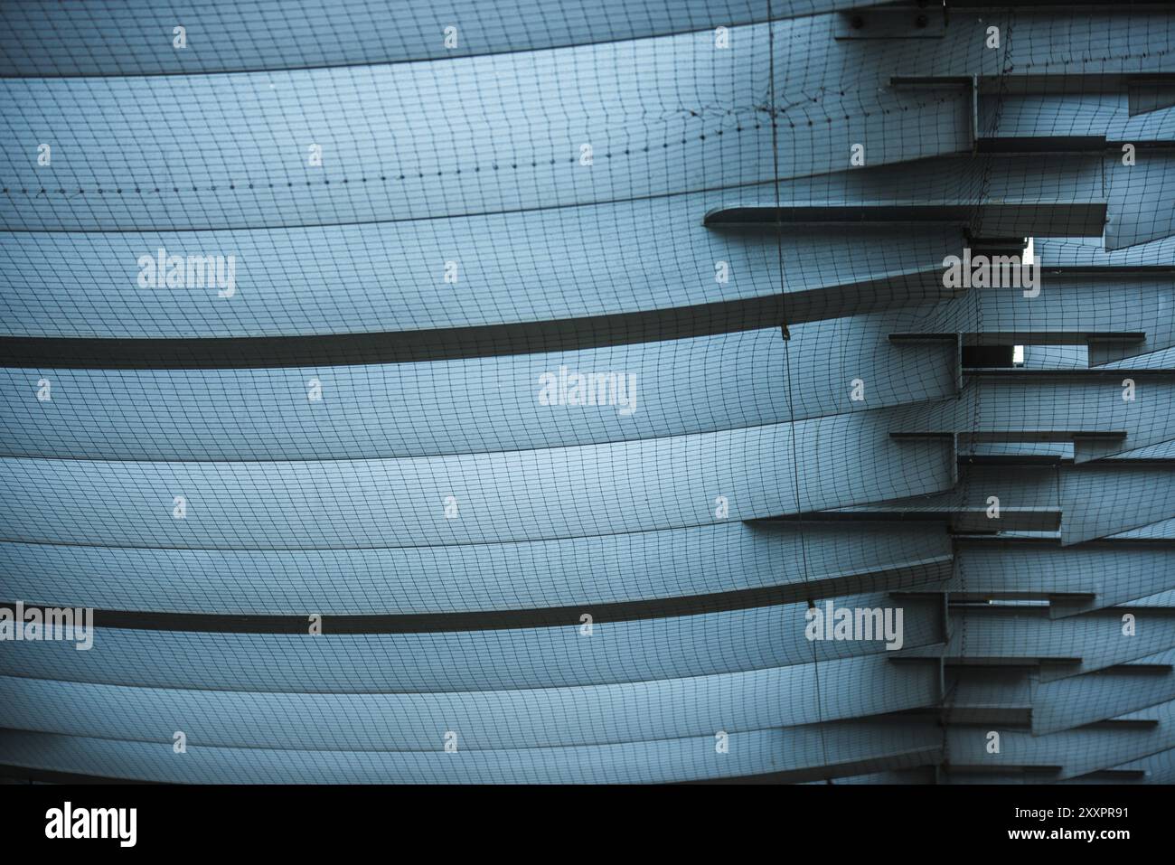 Black net hanging under a steel construction in Berlin, Marzahn Stock ...