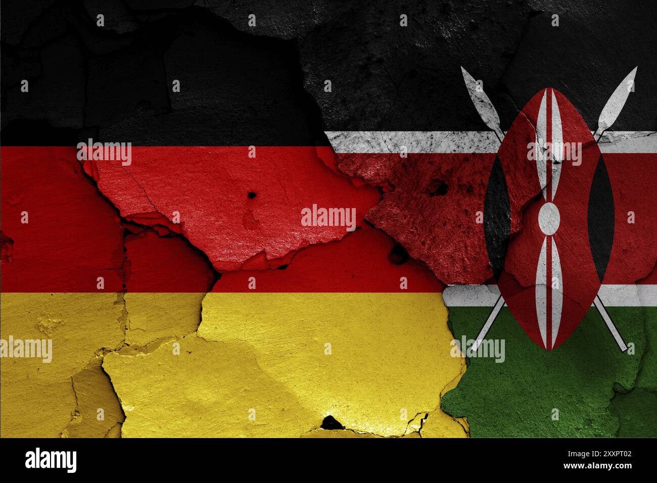 Flags of Germany and Kenya painted on cracked wall Stock Photo - Alamy