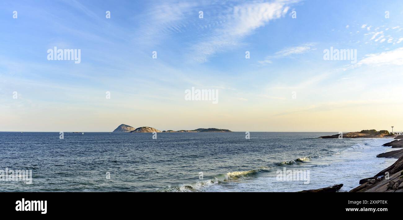 View of Devil beach, the sea and islands fo Ipanema, Rio de Janeiro ...