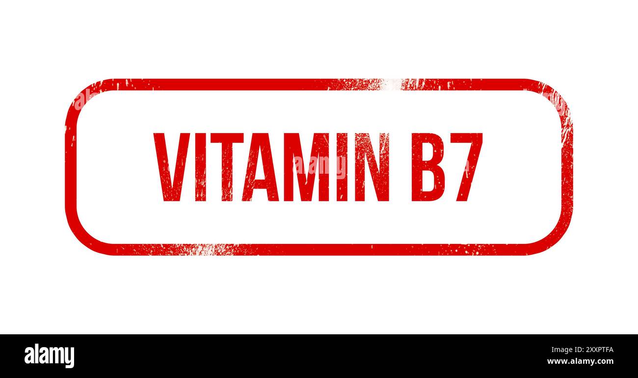 Vitamin B7, red grunge rubber, stamp Stock Photo - Alamy