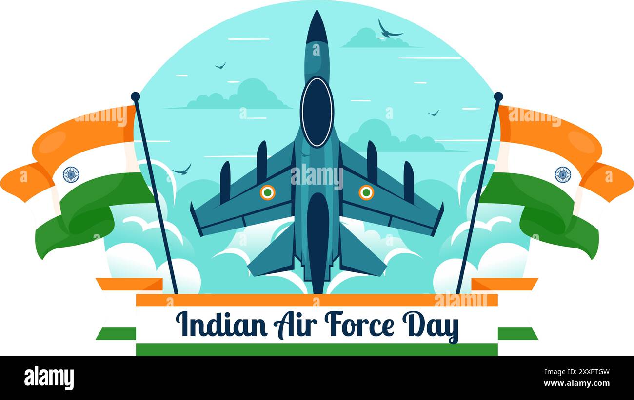 Indian Air Force Day Vector Illustration on 8th October, featuring a ...