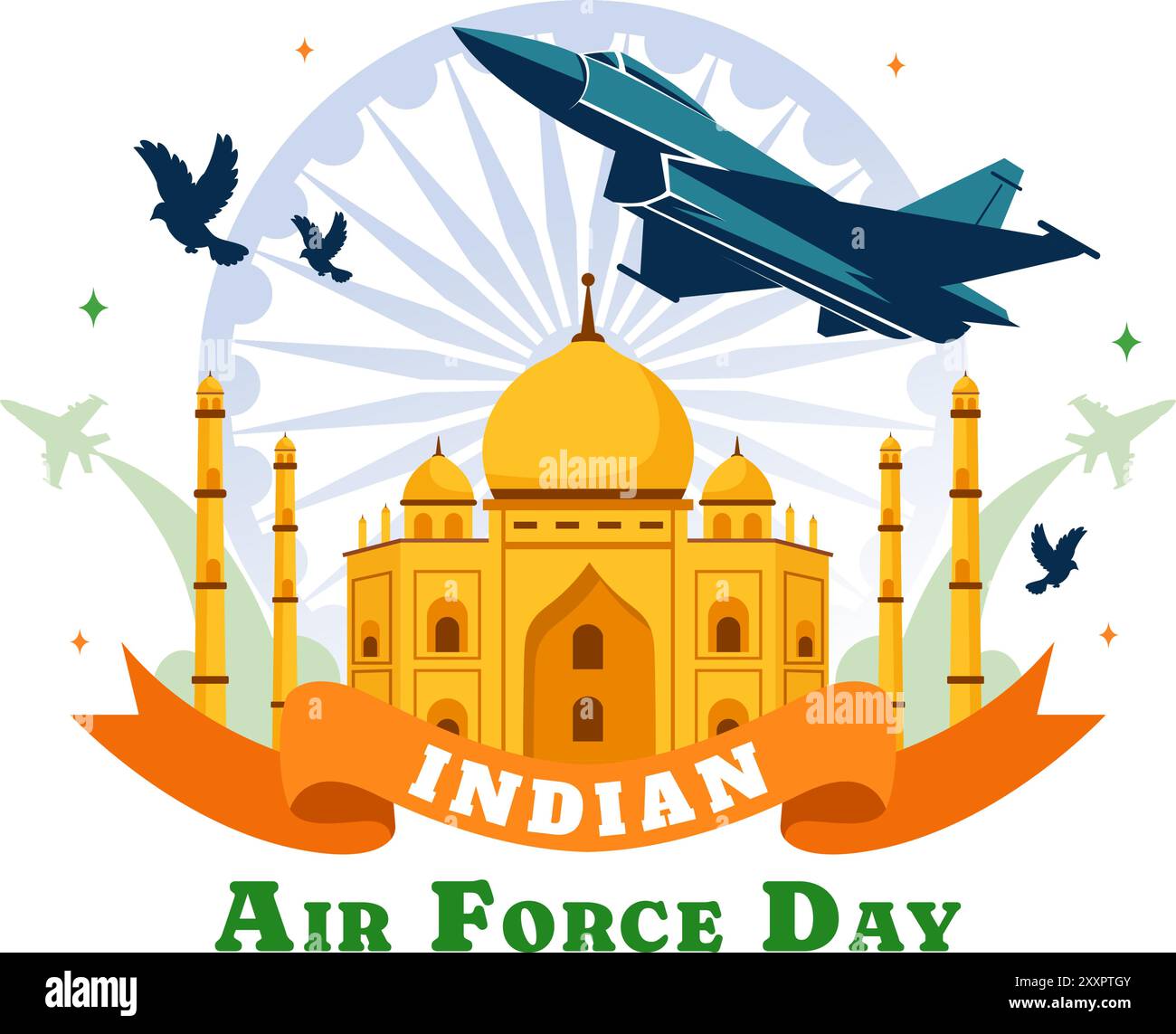 Indian Air Force Day Vector Illustration on 8th October, featuring a ...