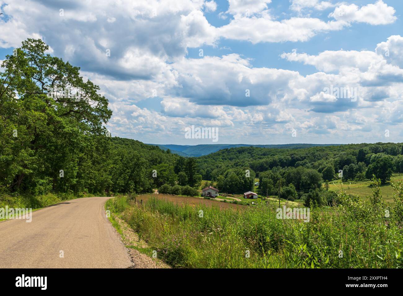 A farm set in rolling hills in Warren County, Pennsylvania, USA Stock ...