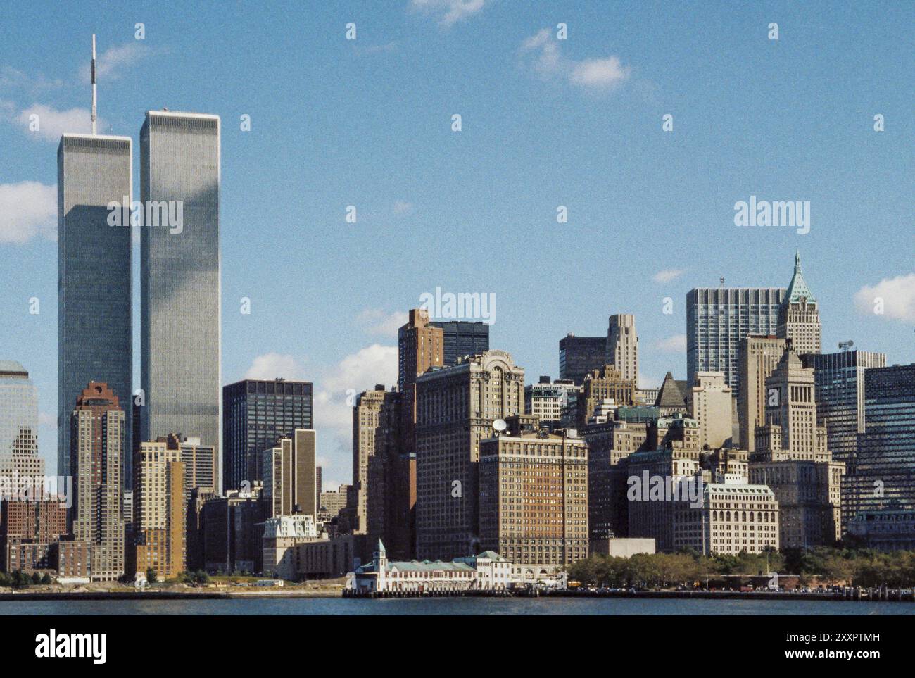 Manhattan with the World Trade Center, early 1990s, analogue photo, New ...