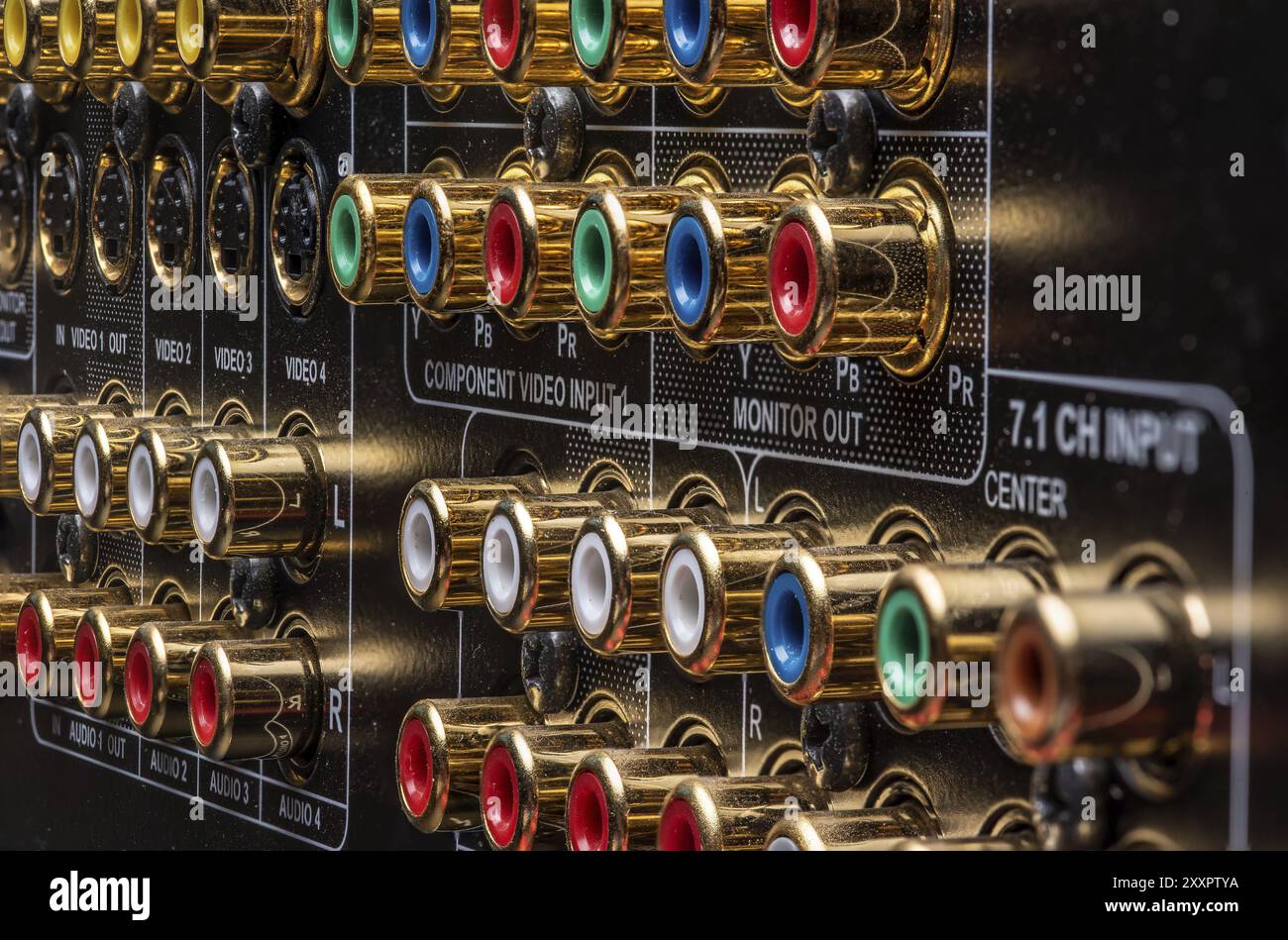 Connectors and terminals of a home theatre receiver Stock Photo - Alamy