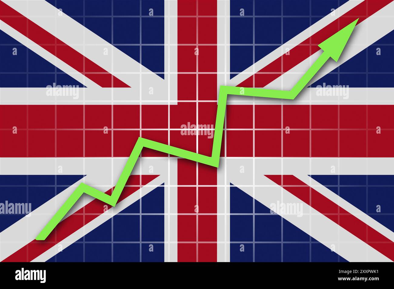 The British flag and arrow graph going up Stock Photo - Alamy