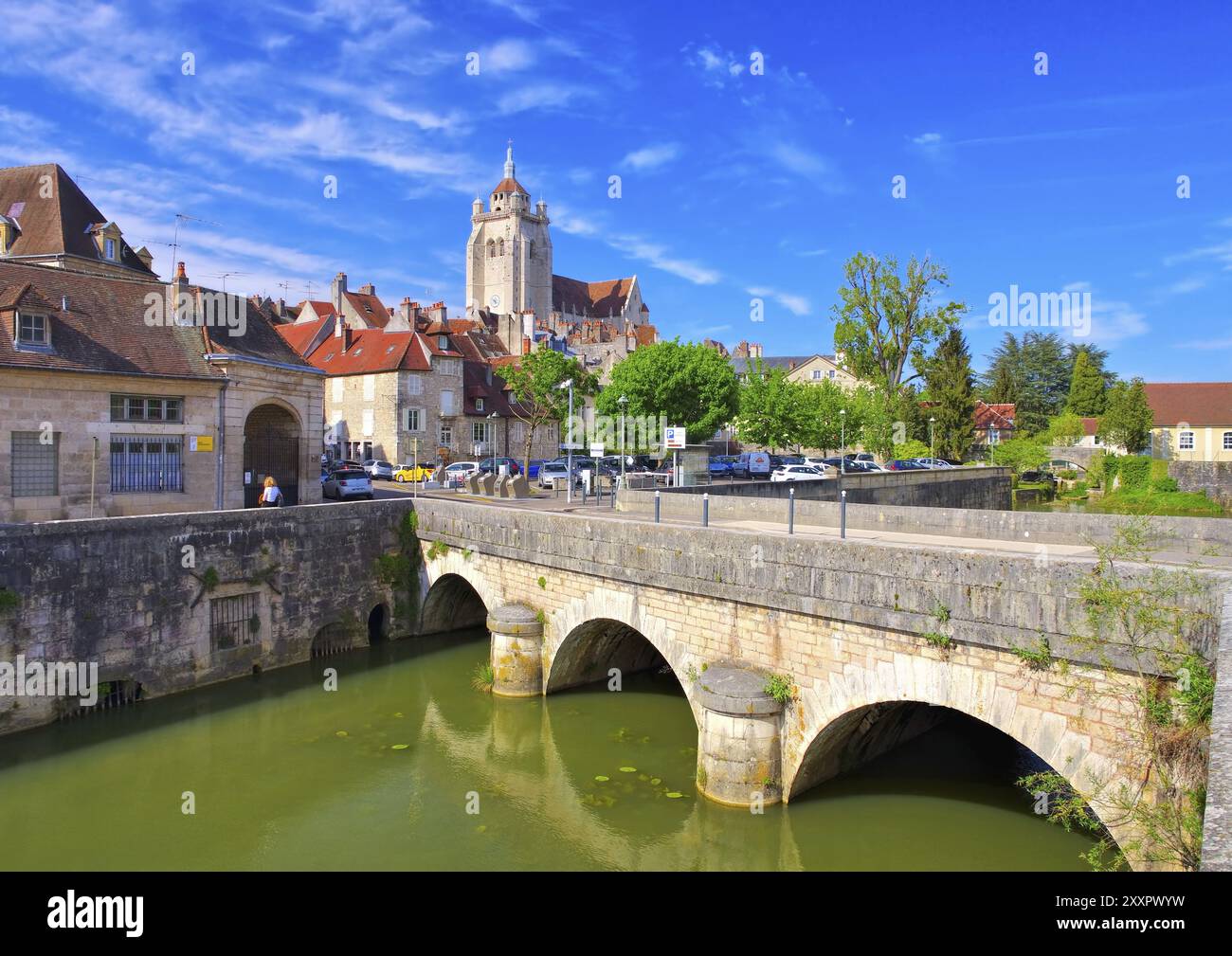 The town Dole with church and bridge- the town Dole with church and ...