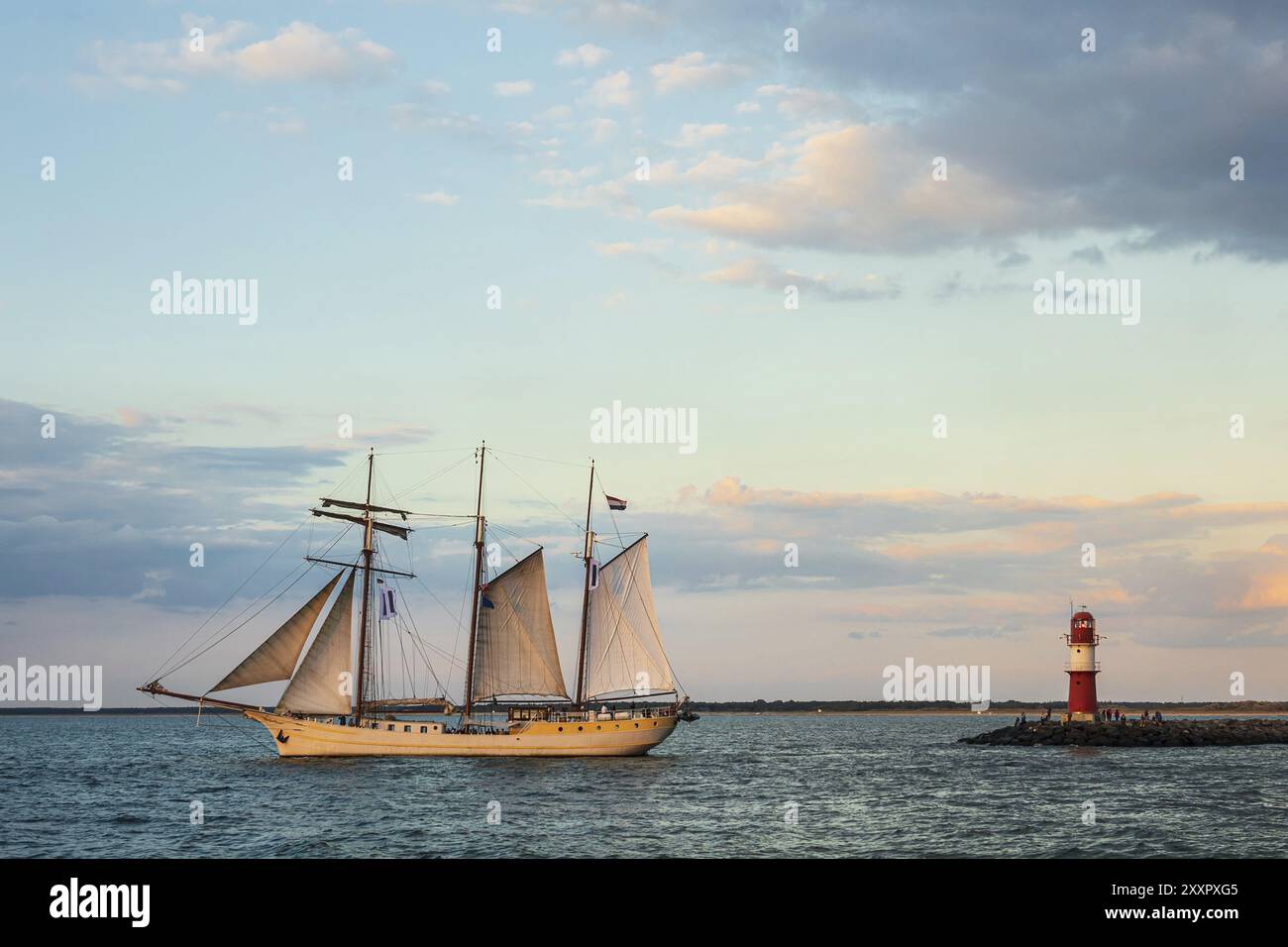 Sailing ship on the Baltic Sea during the Hanse Sail in Rostock Stock ...