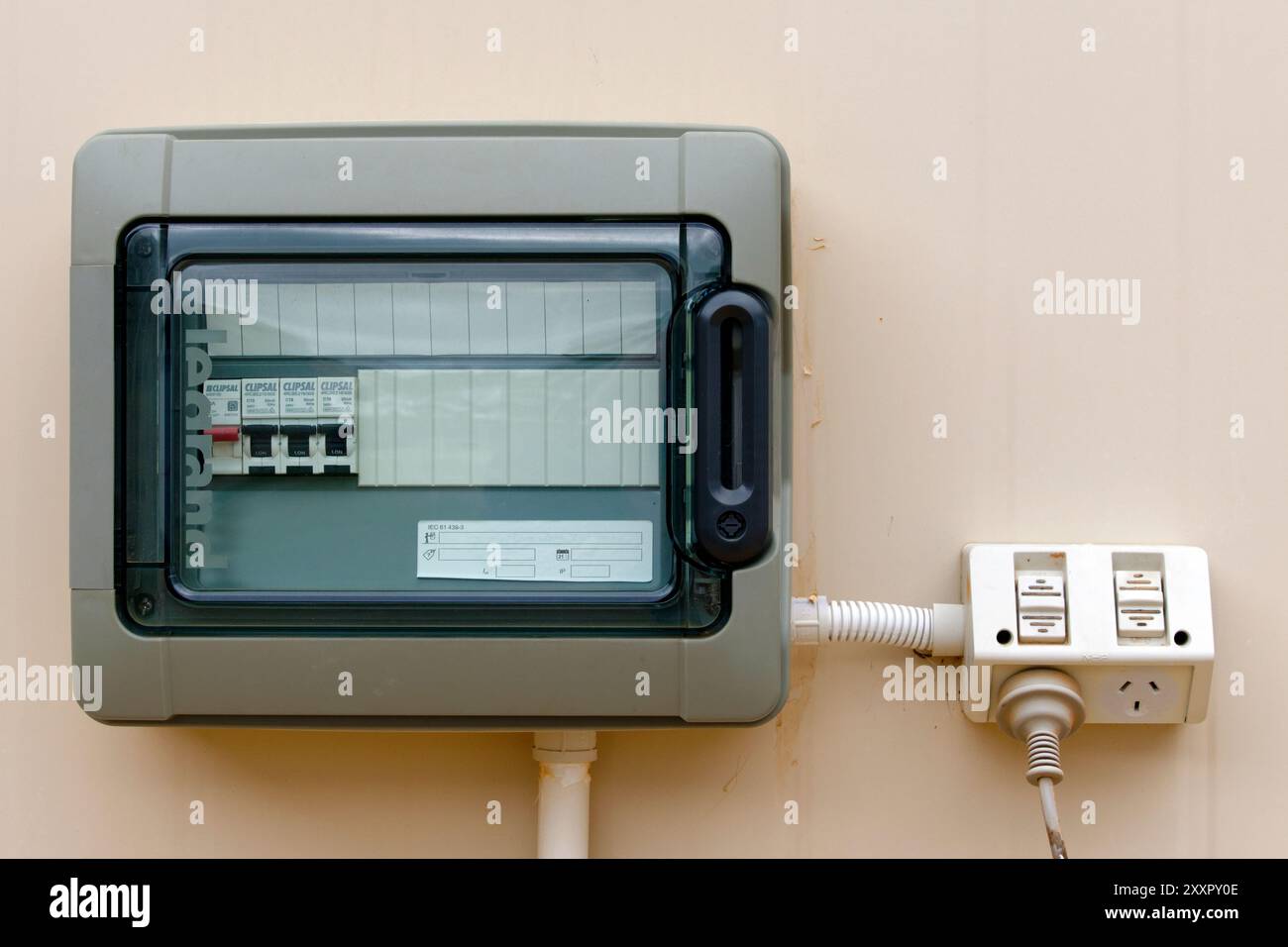 Outdoor power box mounted on wall, Western Australia Stock Photo - Alamy