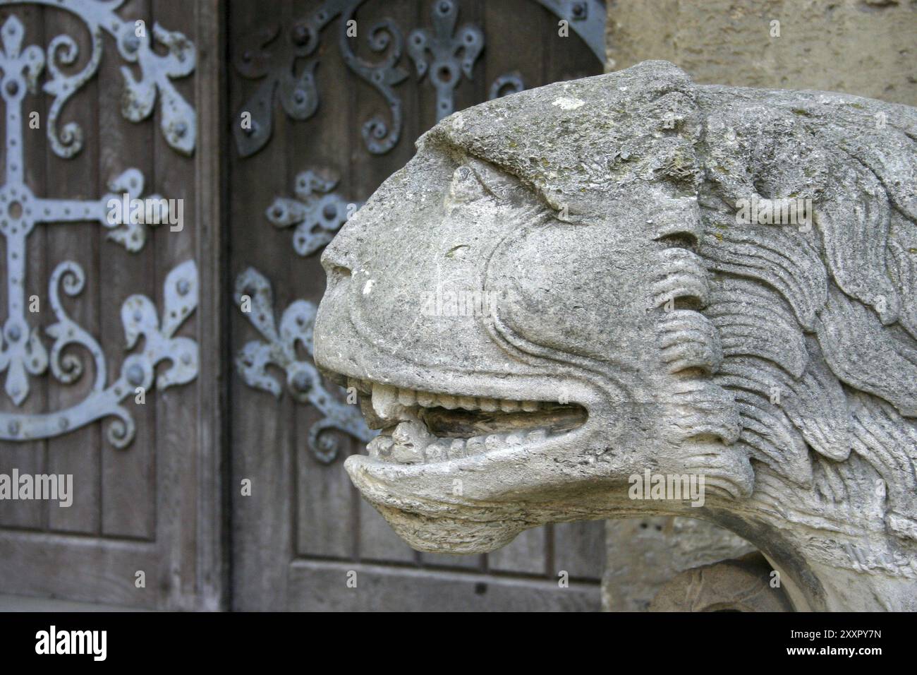 Statue at the main entrance to the Imperial Cathedral in Koenigslutter ...
