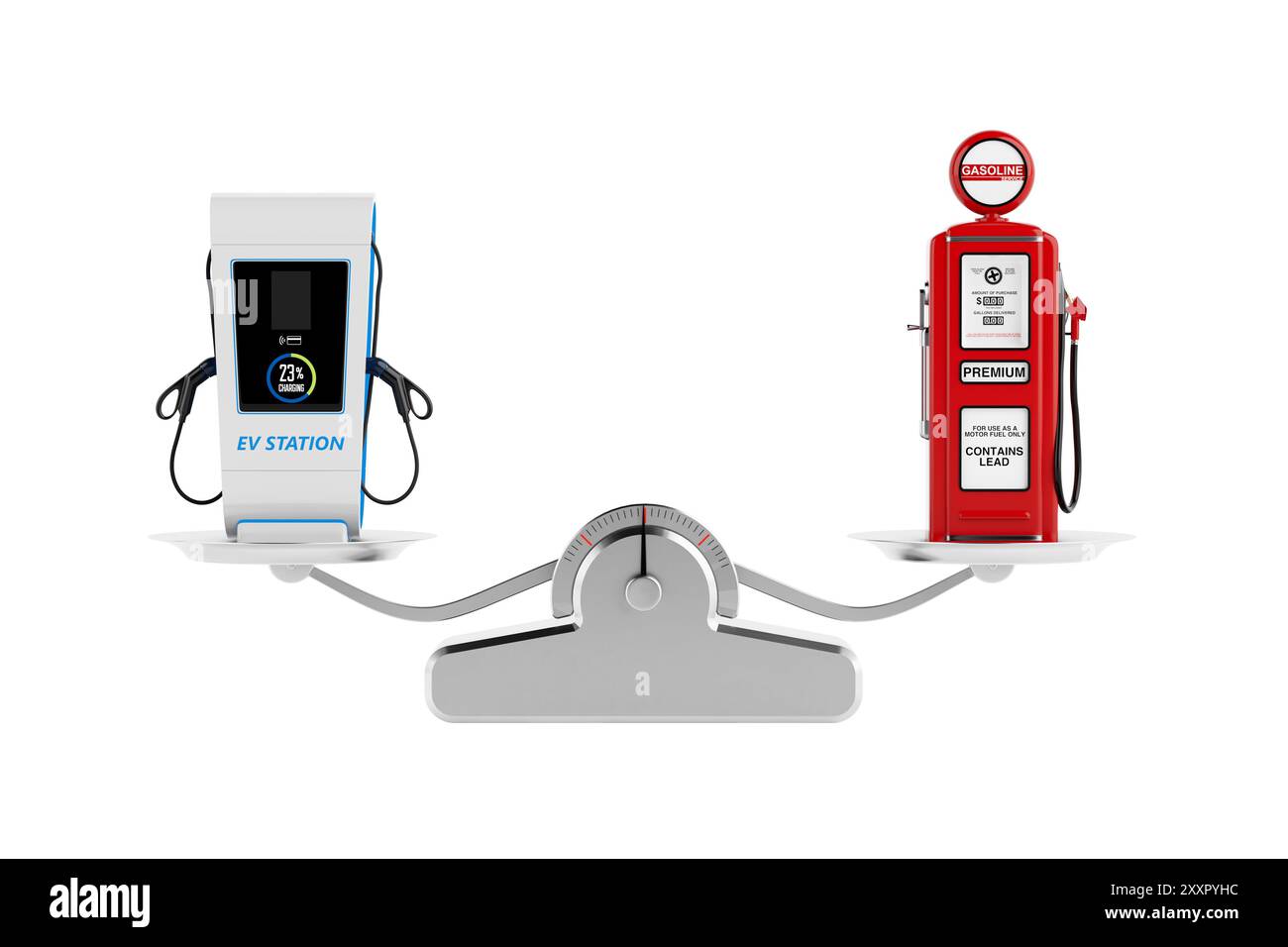 White Modern Power Supply for Electric Car Charging Station and Red ...