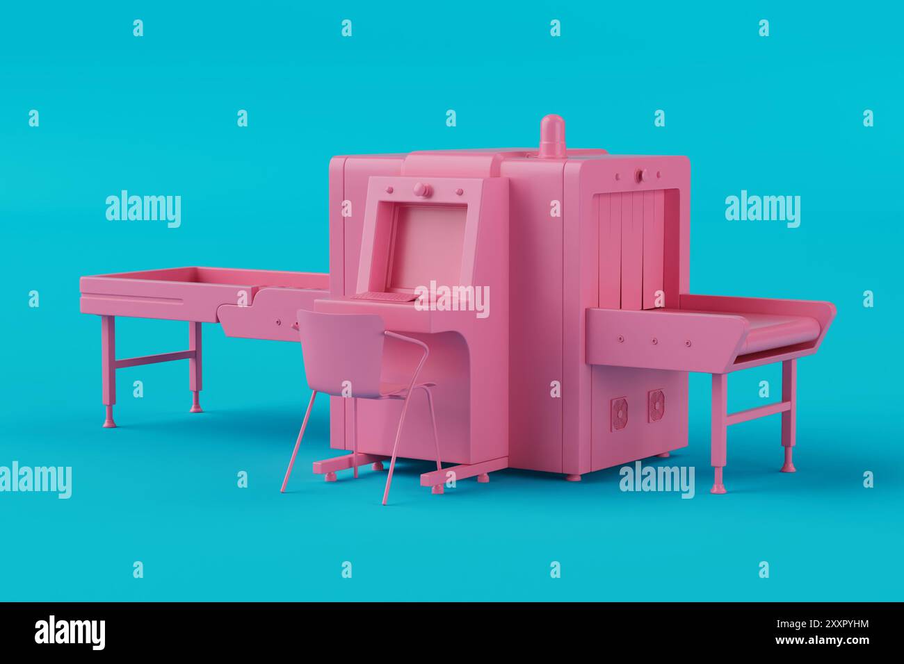 Pink Airport X-ray Security Baggage Scanner in Clay Duotone Monochrome ...