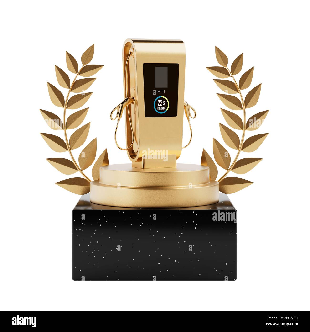 Winner Award Cube Gold Laurel Wreath Podium, Stage or Pedestal with ...