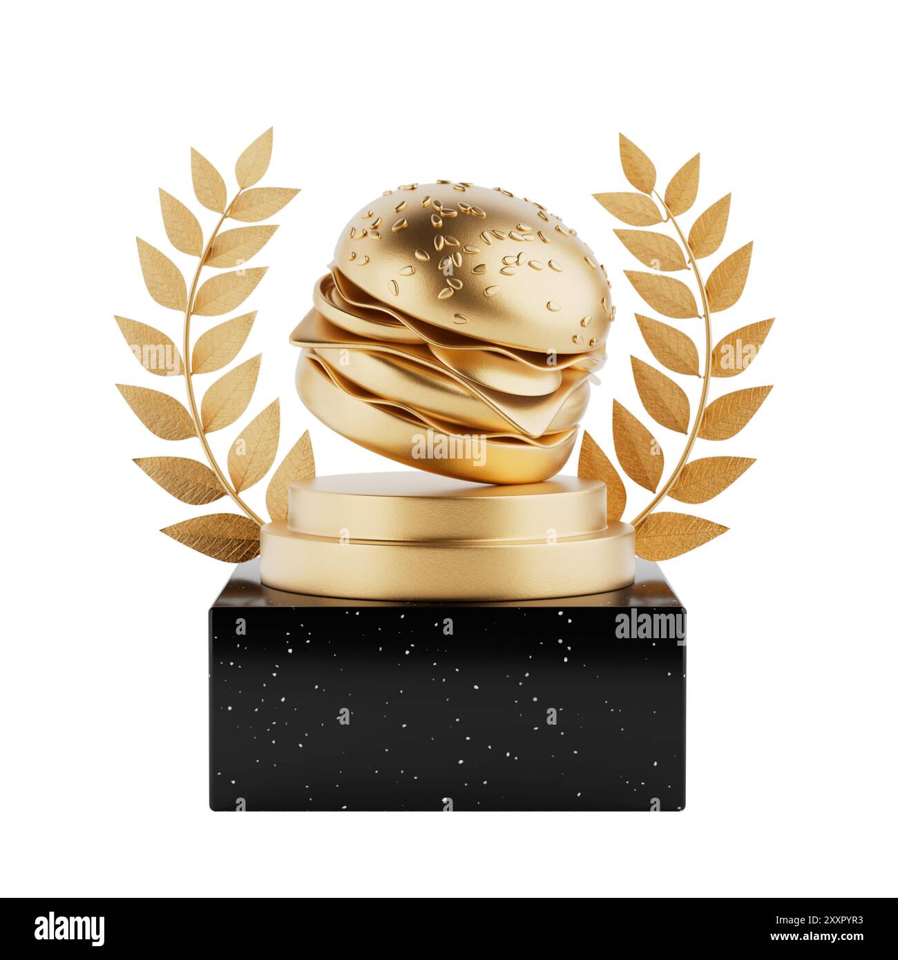Winner Award Cube Gold Laurel Wreath Podium, Stage or Pedestal with ...
