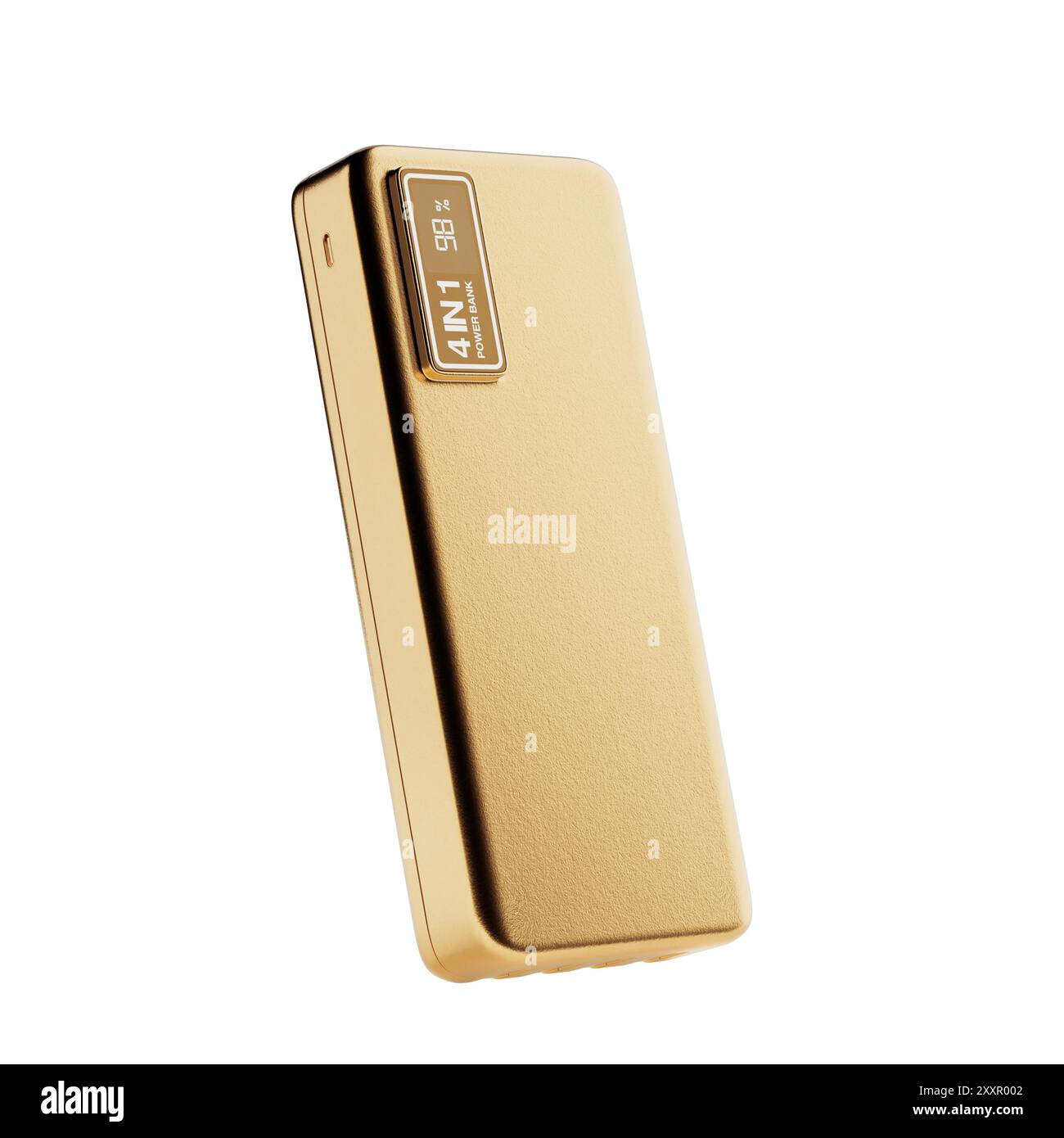 Golden Mobile Devices Charging Power Bank on a white background. 3d ...