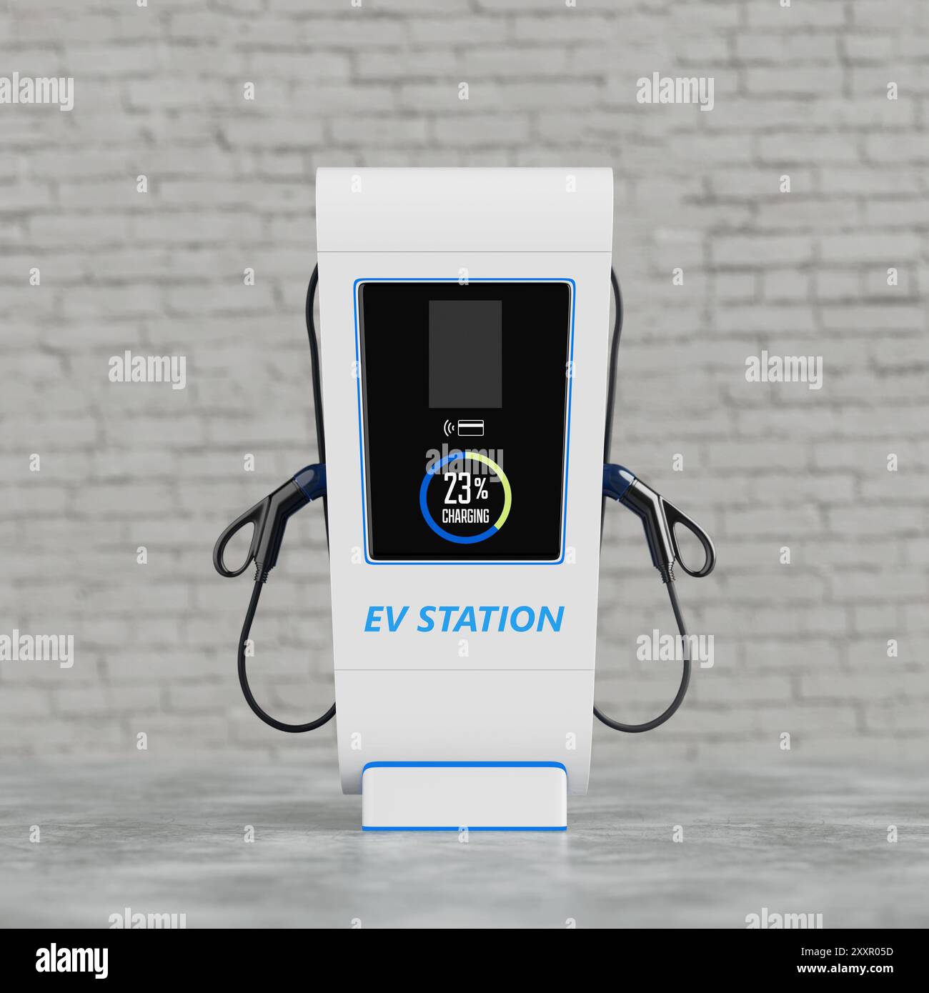 White Modern Power Supply for Electric Car Charging Station in front of ...