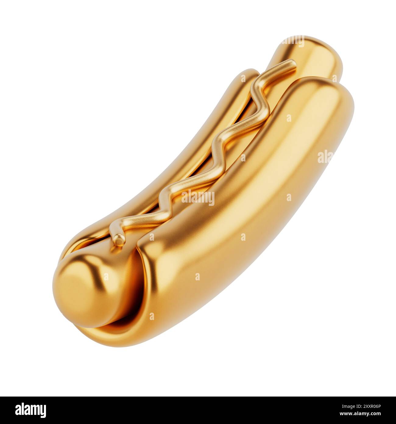 Golden Cartoon Premium Delicious Yummy Hot Dog with Mustard Icon on a ...