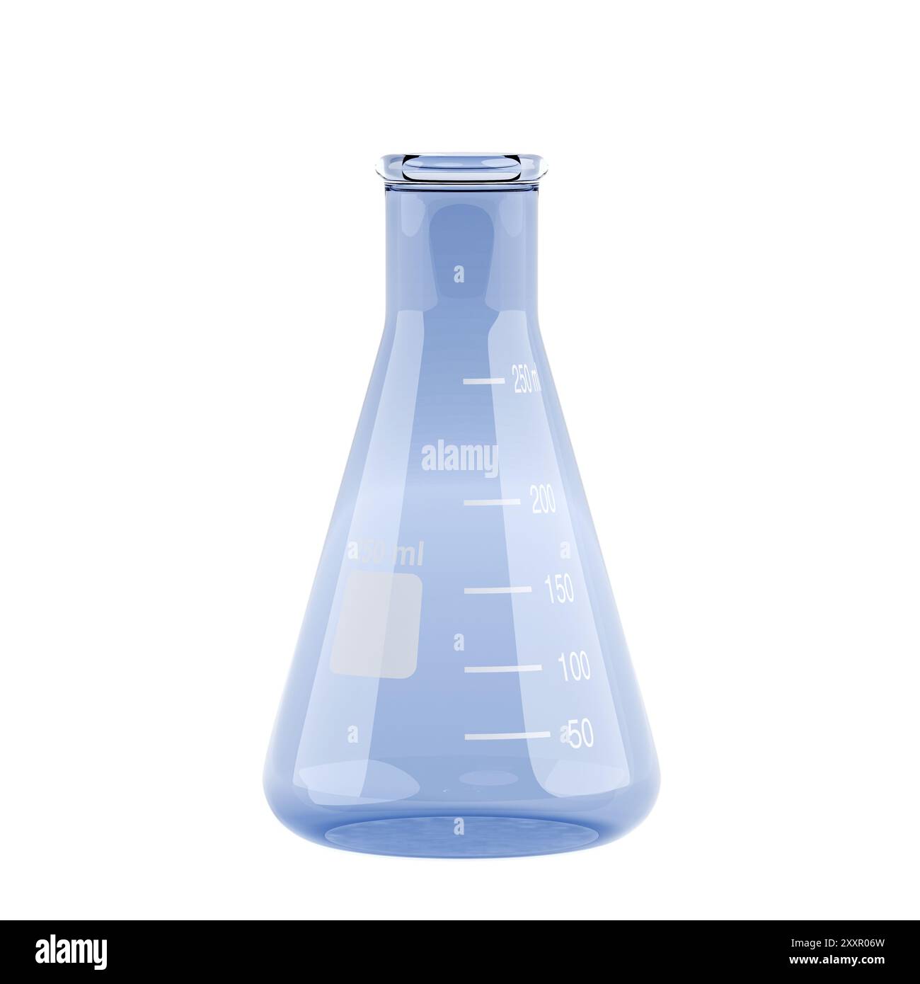 Transparent Chemical Laboratory Conical Flask on a white background. 3d ...