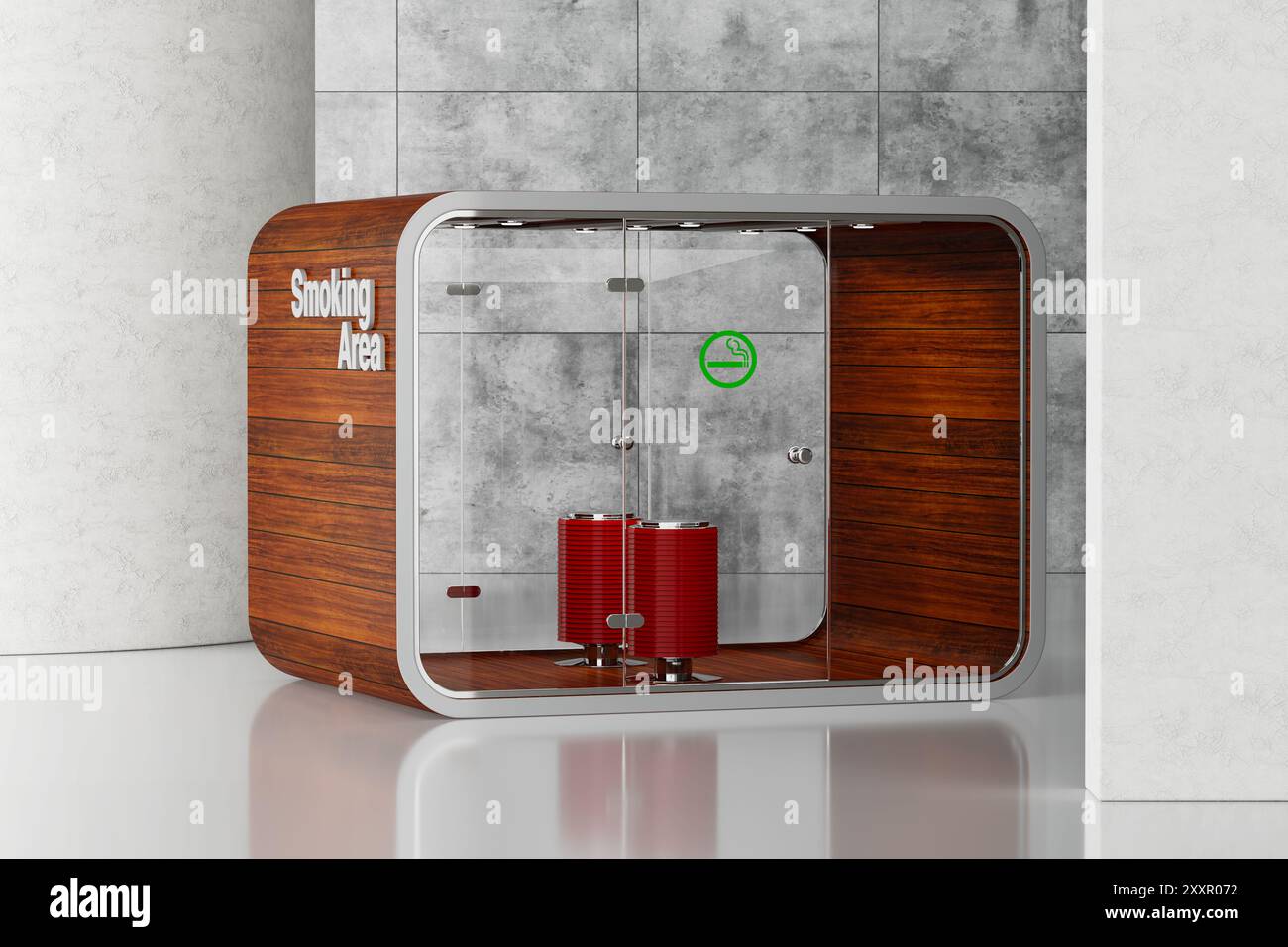 Smoking Area Booth Room for Smokers in Big White Hall extreme closeup ...