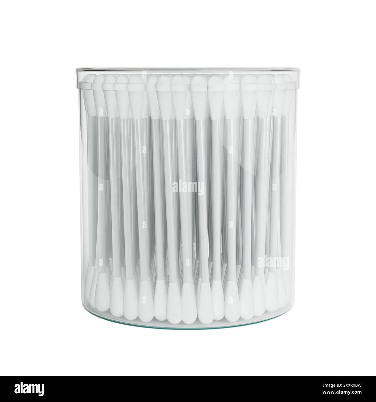 New Clean Cotton Ear Swabs in Cylinder Pack on a white background. 3d ...