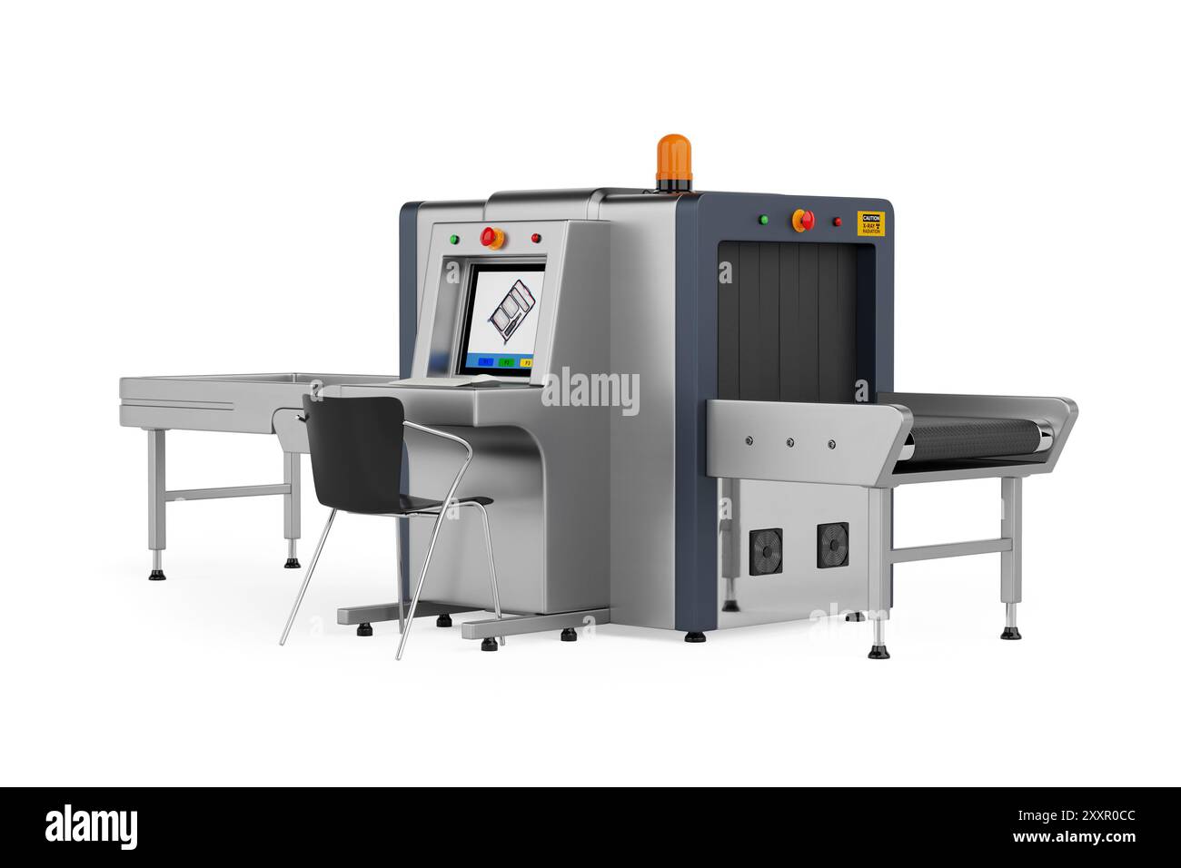Airport X-ray Security Baggage Scanner on a white background. 3d ...