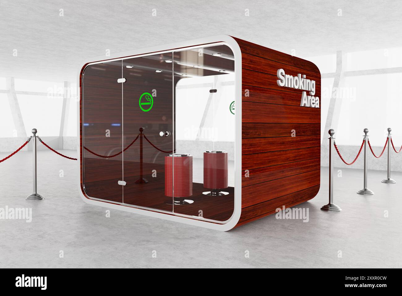 Smoking Area Booth Room for Smokers in Airport Terminal or Office Area ...