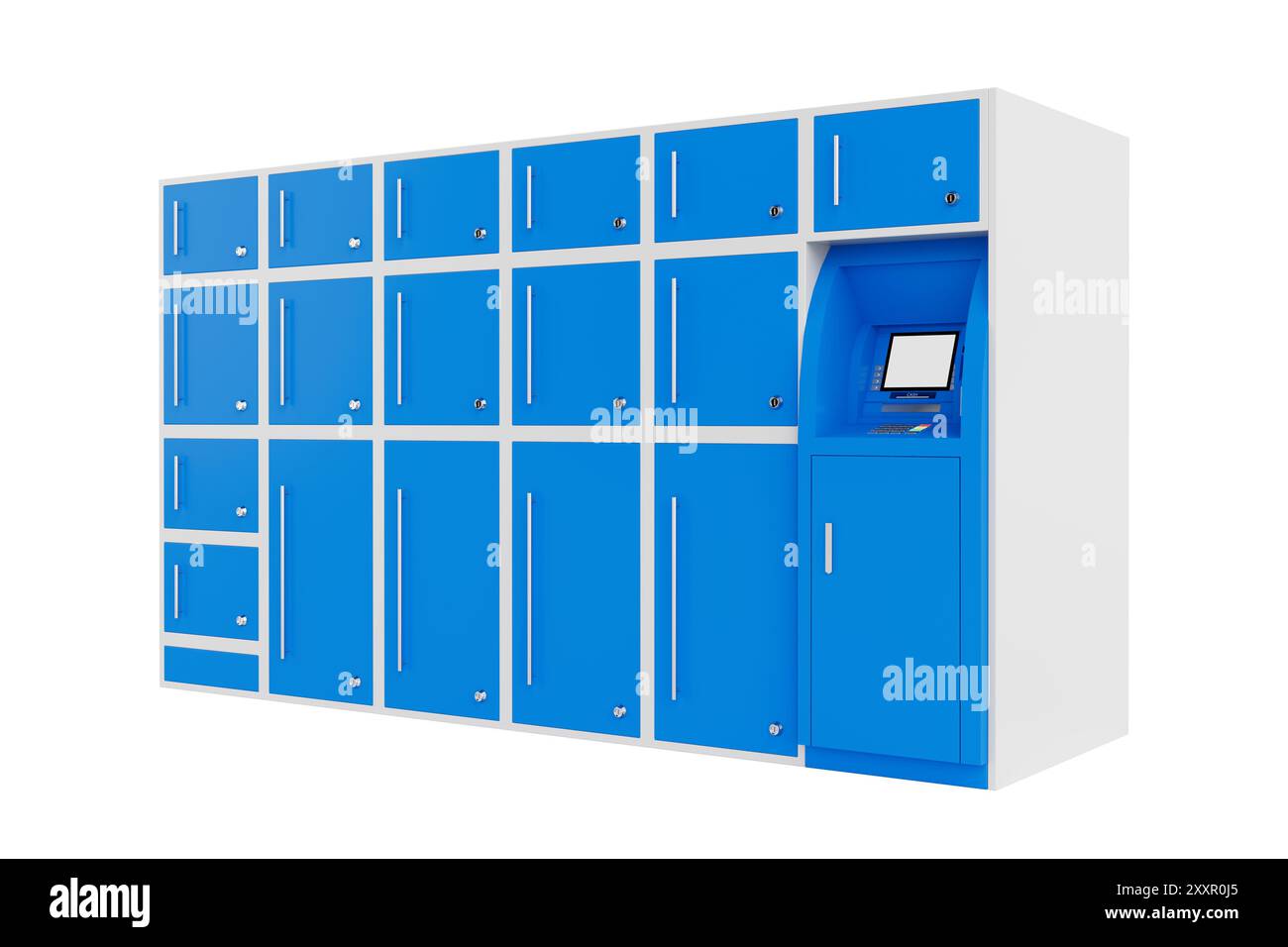 Blue Delivery Automat Terminal Post Lockers on a white background. 3d ...